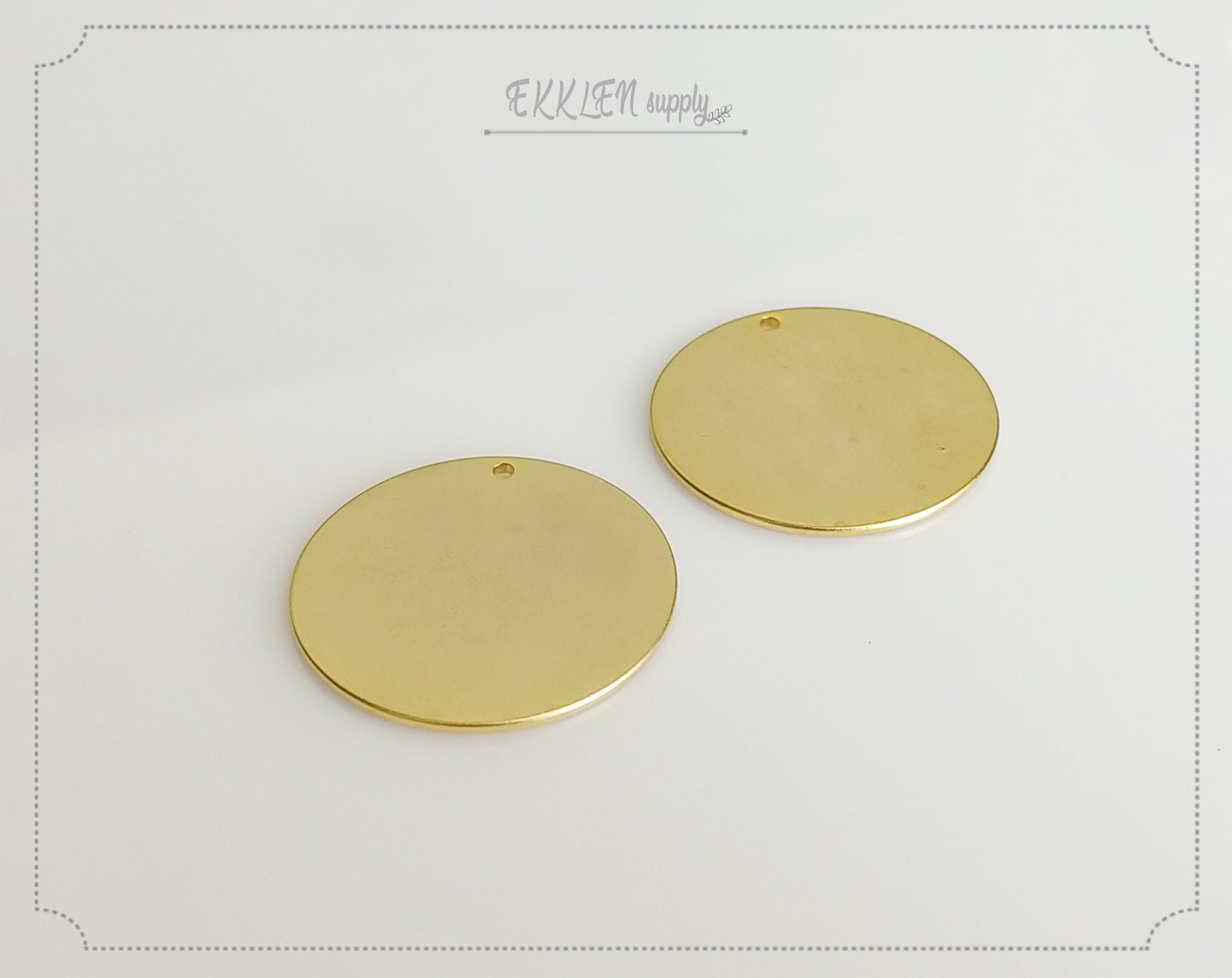 2 PCS 30 Mm Matte Gold Plated Brass Round Disc 1 Hole - Etsy