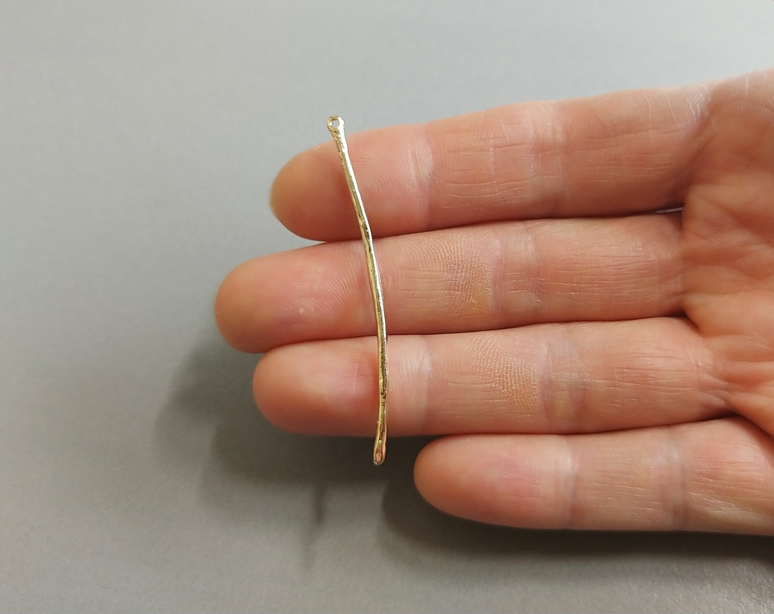2 PCS - 51 X 1.5(t) Mm Gold Plated, Textured Thin Bar Stick Pendant ...