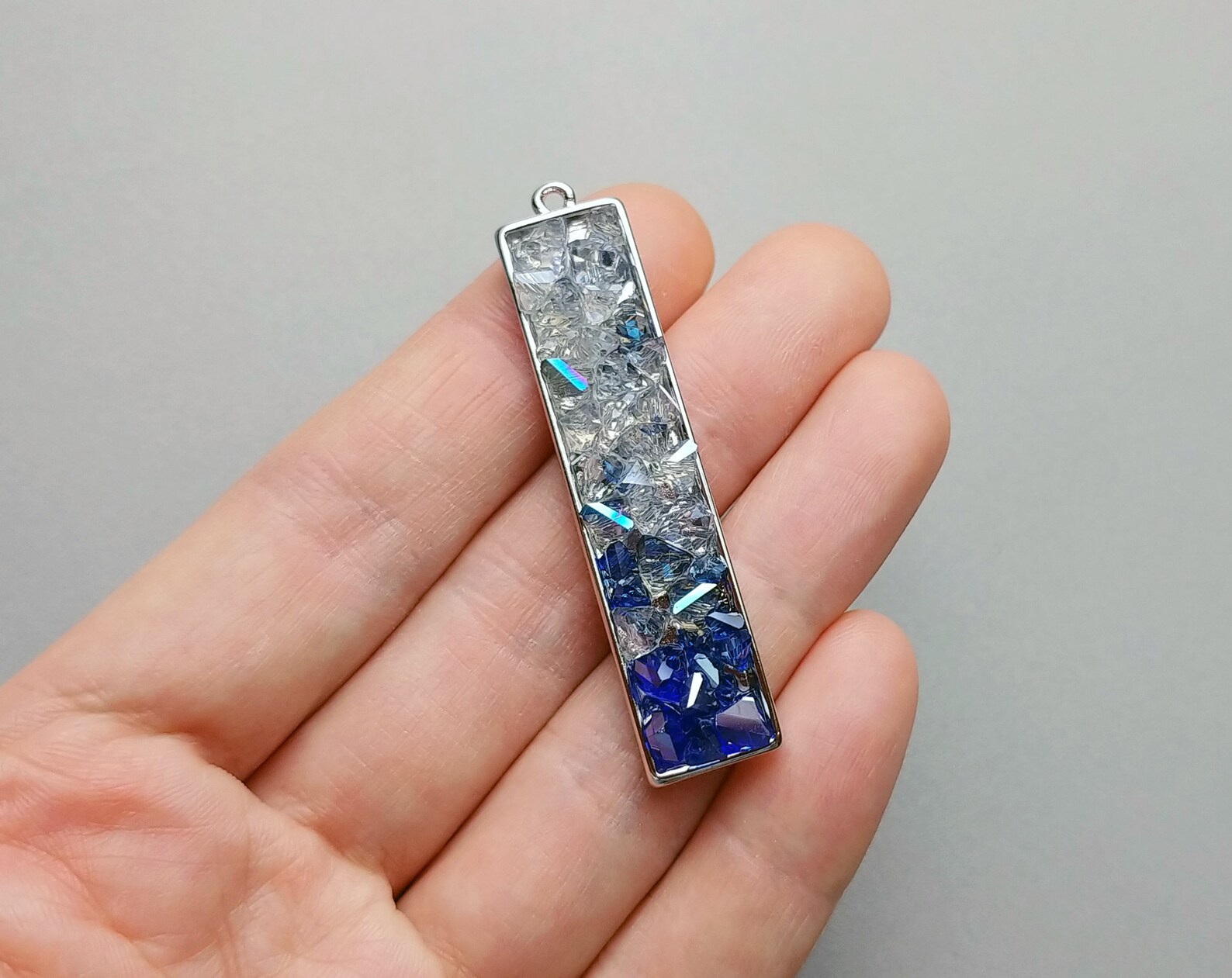 2 PCS Bule Scale 50x12mm Rectangle Shining Glass Crystal - Etsy