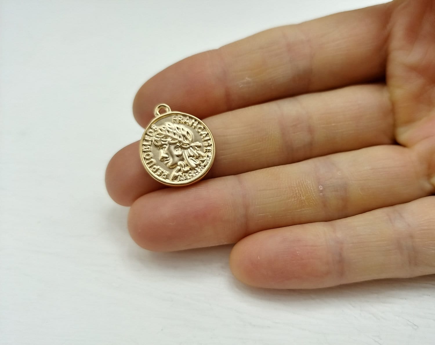 2 PCS 16.5 mm matte gold plated mini coin charm cute coin | Etsy