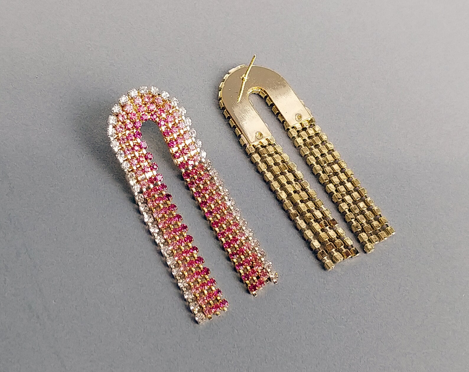 2 PCS 60 Mm Rose Rhinestone Drop Clear to Fuchsia - Etsy