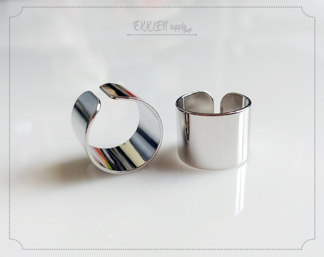 1 PC - 17x14mm Silver Plated Brass Ring, Tube Ring, Round Ring, Wide ...