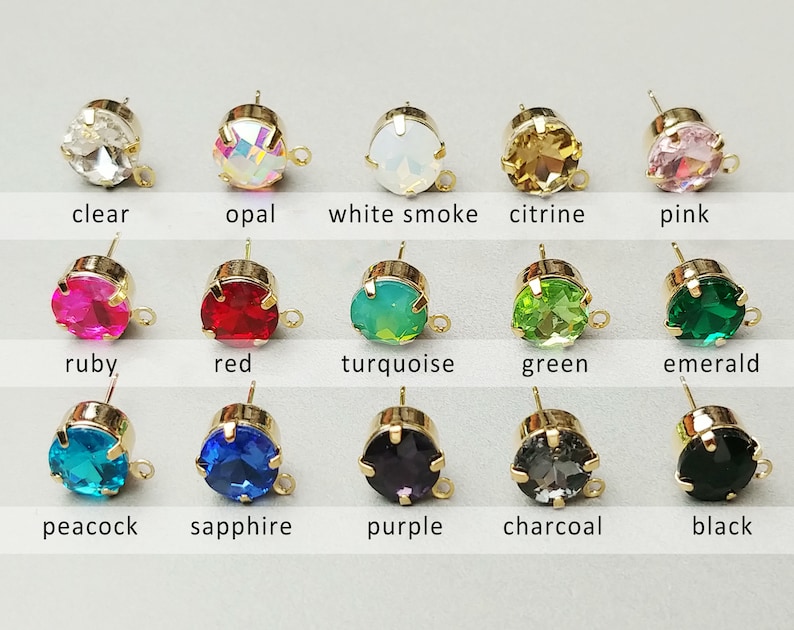 2 PCS Red 10mm Gold Plated Brass Round Cubic Zirconia - Etsy