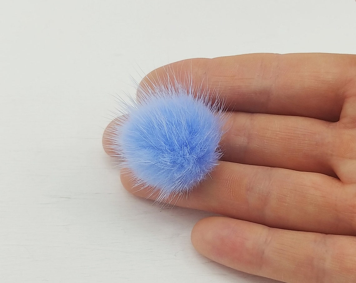 4 PCS - (no Ring) Purple, 30mm Mink Fur Ball, Natural Genuine Pompom ...