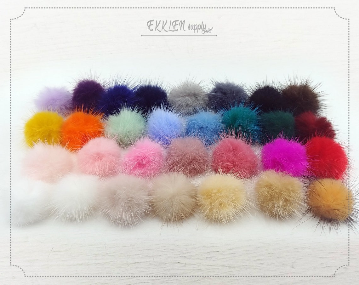 2 Pcs Double Fur Fan 40mm Sky & Borwn Naturalr Genuine - Etsy