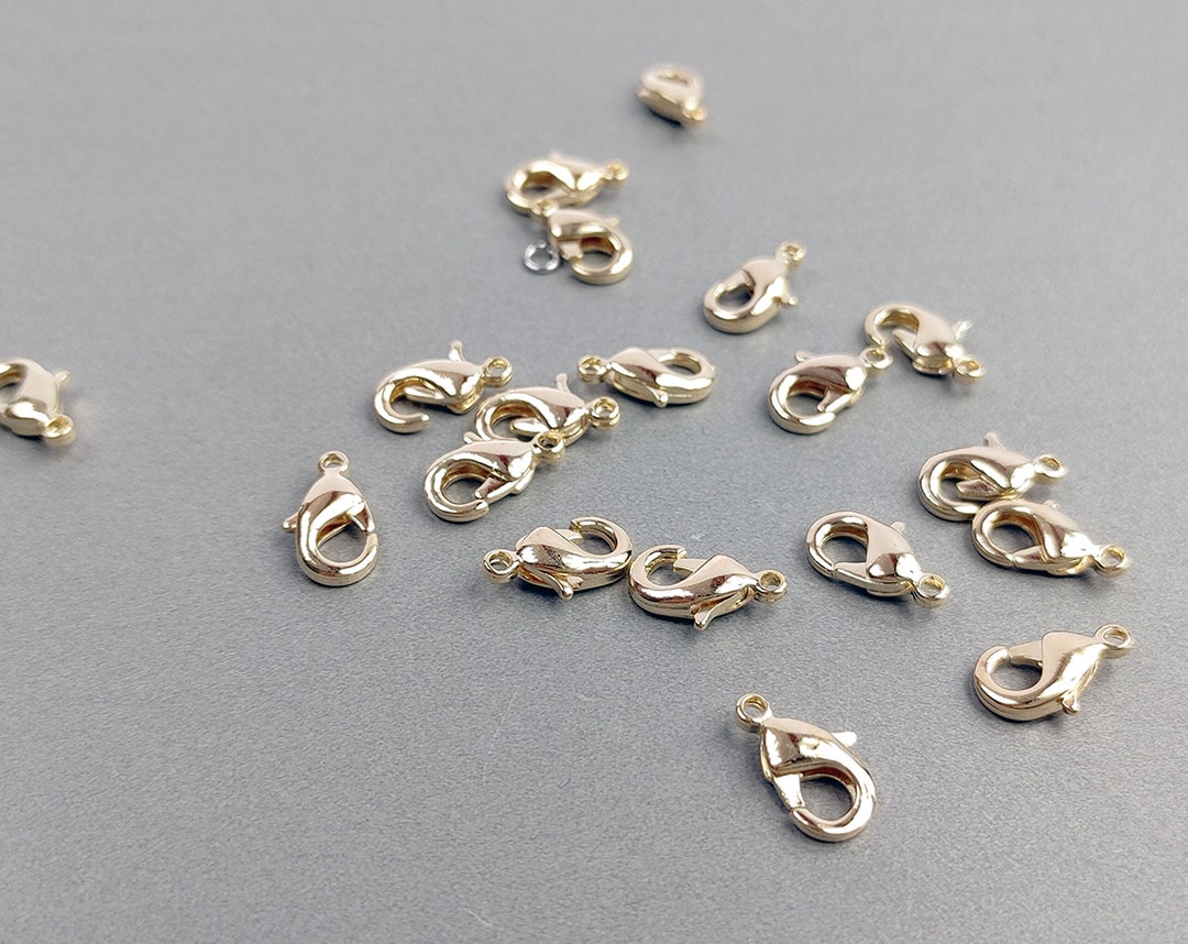 4 PCS - 12 X 7 Mm Gold Plated Over Brass, Lobster Clasps, Mini Stud ...