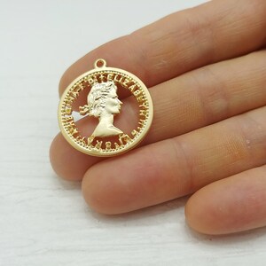 2 PCS - 25 Mm Matte Gold Plated, Mini Coin Charm, Cute Coin Pendant ...