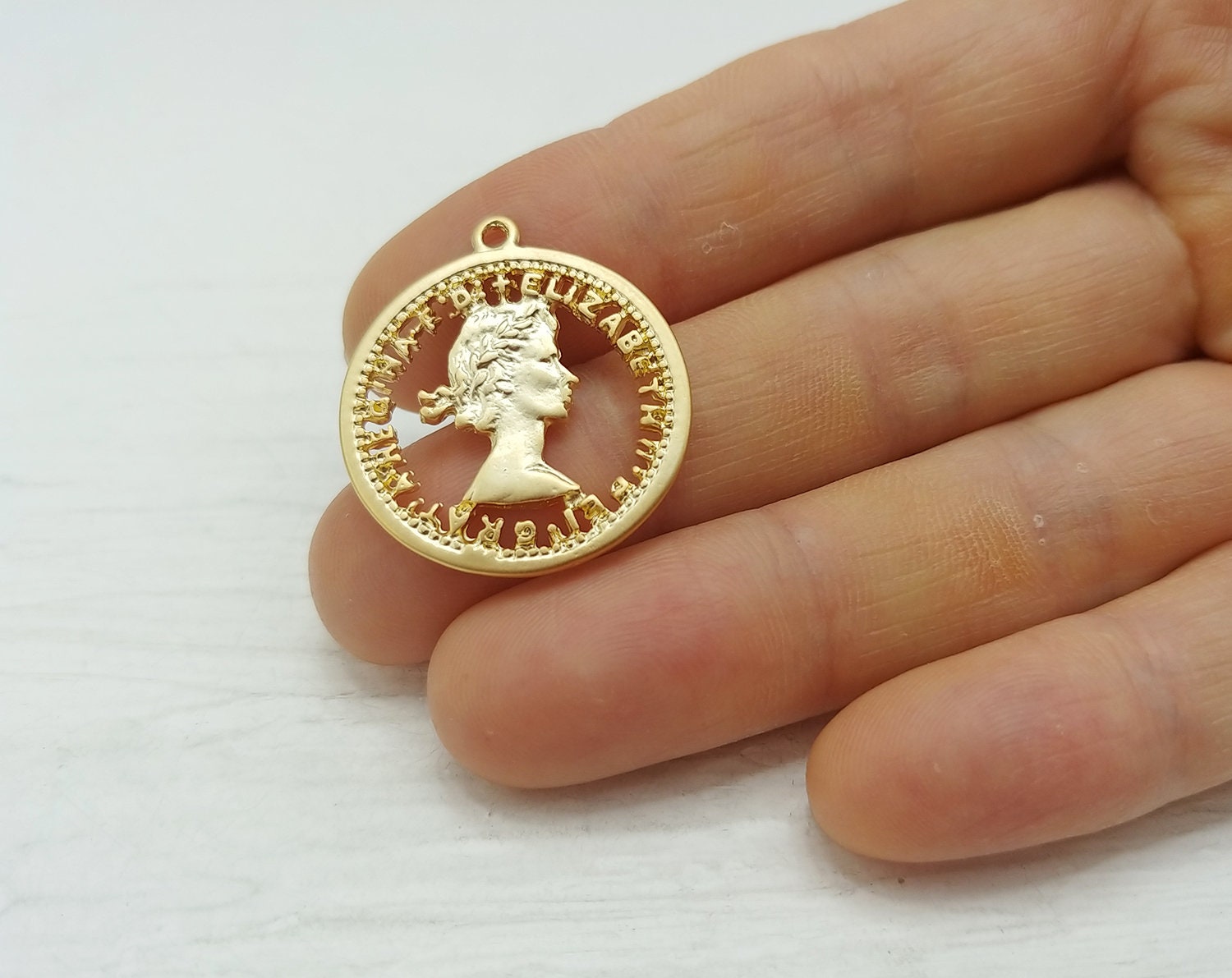 2 PCS 25 mm matte gold plated mini coin charm cute coin | Etsy