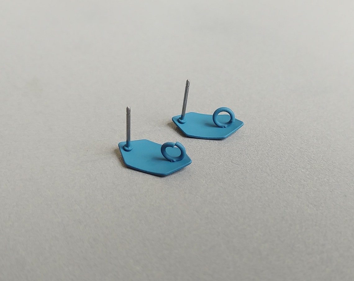 2 PCS Marine Blue 15x8mm matte Rubber Coated Hexagon post | Etsy