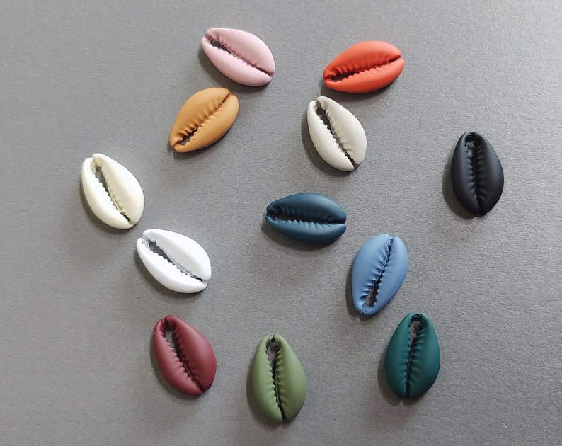 2 PCS Nut Brown 18x11mm Matte Rubber Coated Cowrie Shell - Etsy