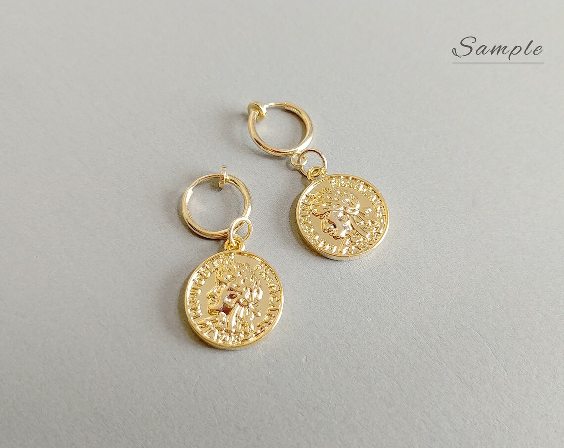 2 PCS 16.5 Mm Matte Gold Plated Mini Coin Charm Cute Coin | Etsy