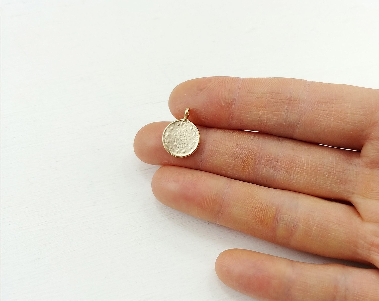 2 PCS - 12mm Matte Gold Plated, Gold Coin Mini Charm Small Coin ...