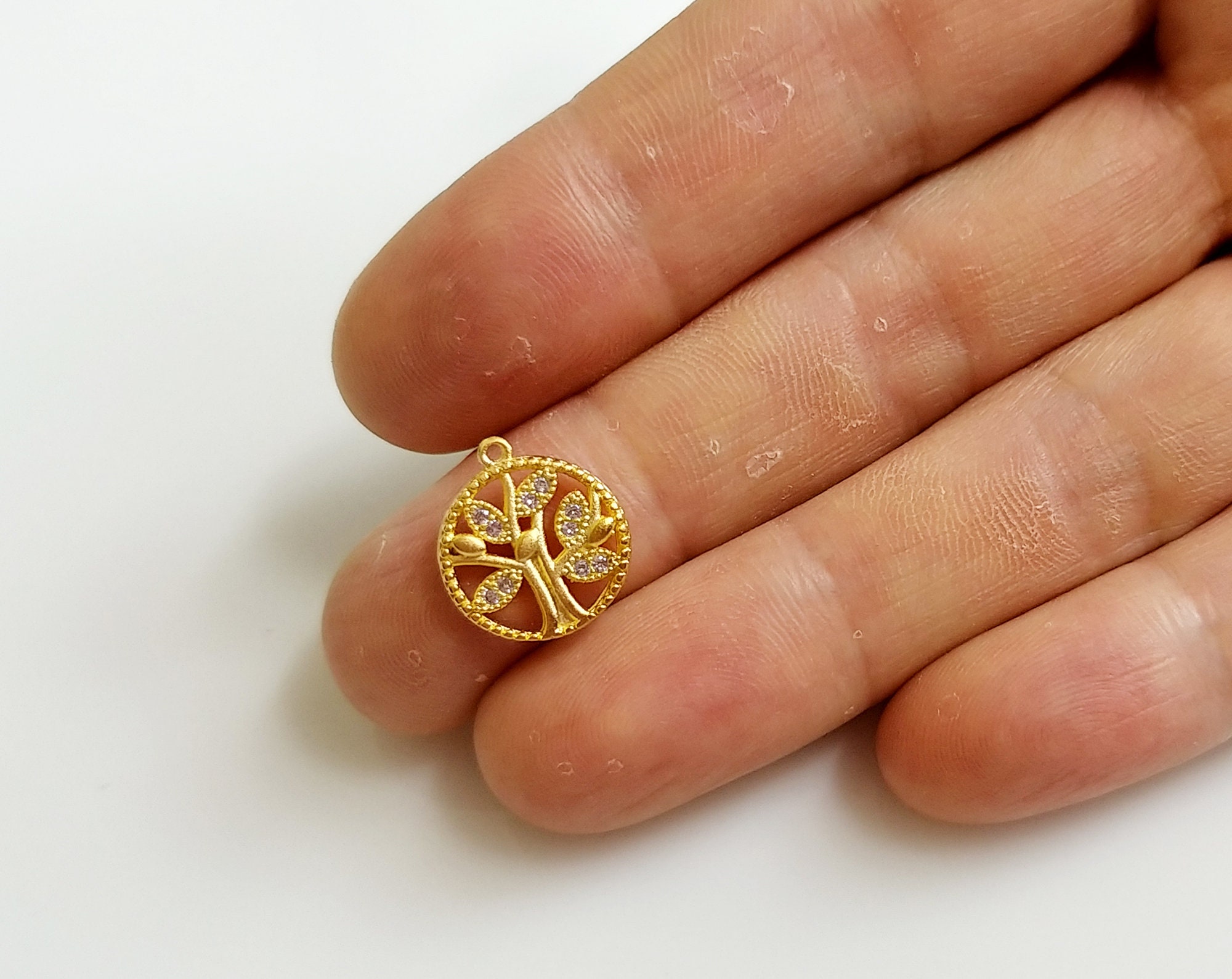 2 PCS 12.5 Mm Silver Plated Brass Cut Out Tree Charm With - Etsy