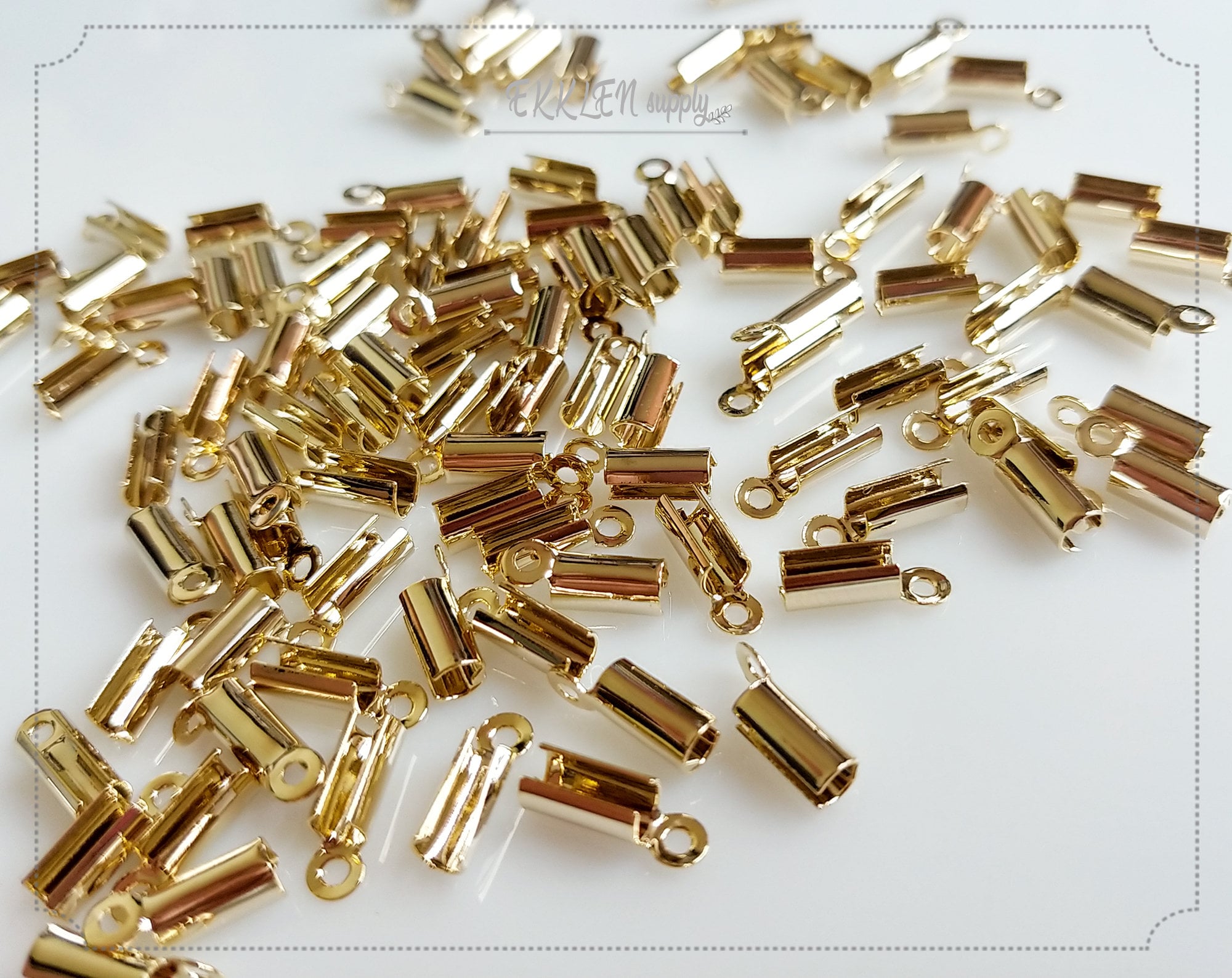 4 PCS 7.5 x 3.5 mm chapado en oro sobre latón Tapa de | Etsy