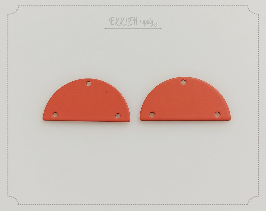 2 PCS - Rust, 25x12.5mm Matte Rubber Coated, 3 Holes Semi Circle ...