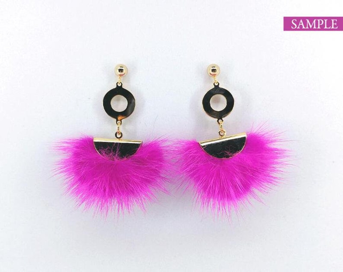 2 PCS Brown Real Fur Fan With Semi Circle Cap Genuine Mink - Etsy