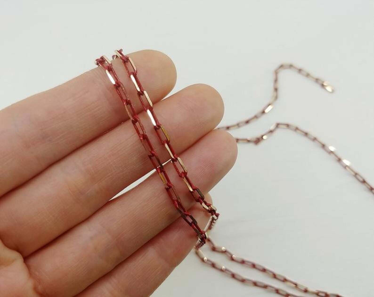 1 M - 6.5 X 3 Mm Red, Long Oval Link Red Color Chain, Shiny Diamond Cut ...