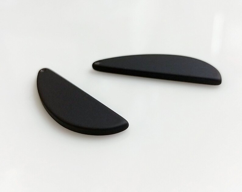 2 PCS 35 X 10 Mm Black Matte Rubber Coated Half Moon - Etsy