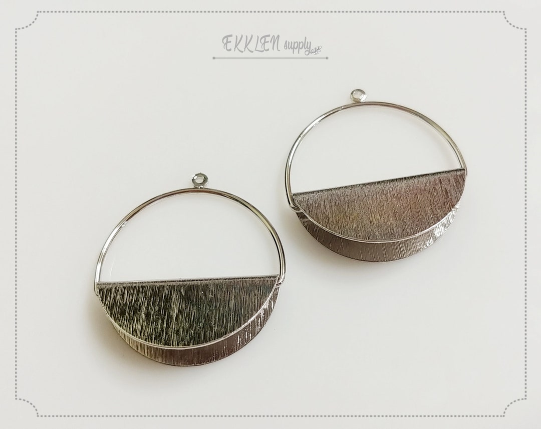 2 Pcs - 30mm Half Moon Cap Silver Plated Cap, Brushed End Cap, Textured ...