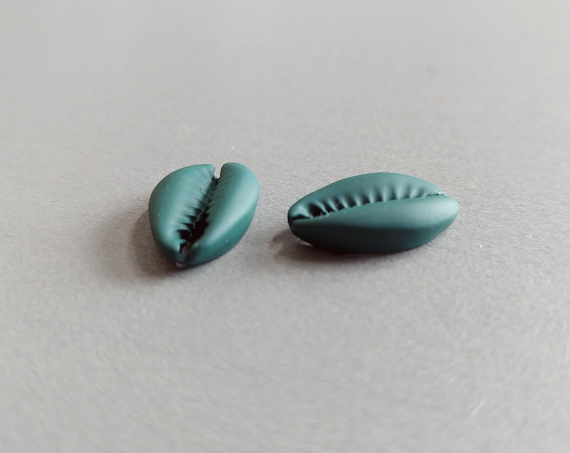 2 PCS Teal 18x11mm Matte Rubber Coated Cowrie Shell - Etsy
