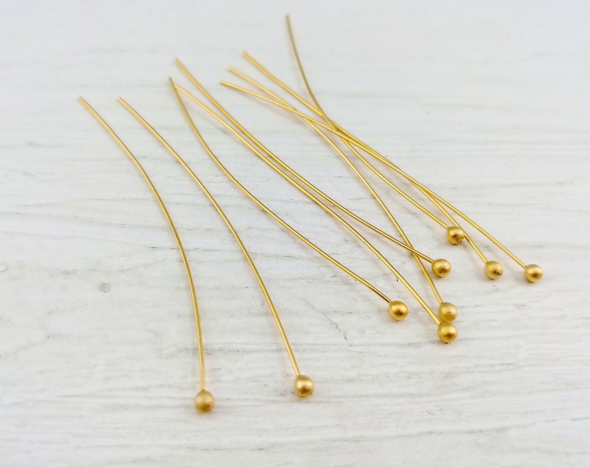 10 PCS 07 X 70 Mm LONG Gold Plated Over Brass 3mm Ball Pin - Etsy