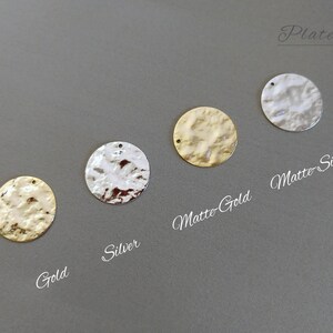 2 PCS - 24mm Matte Silver Plated Brass, Hammered Bumpy Round Coin Charm ...