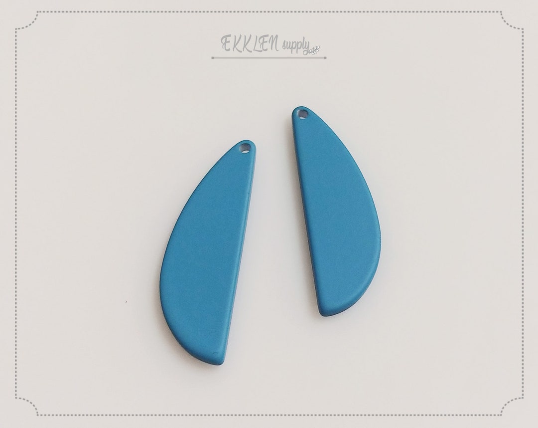 2 PCS - 35 X 10 Mm Turquoise Matte Rubber Coated, Half Moon Pendant ...