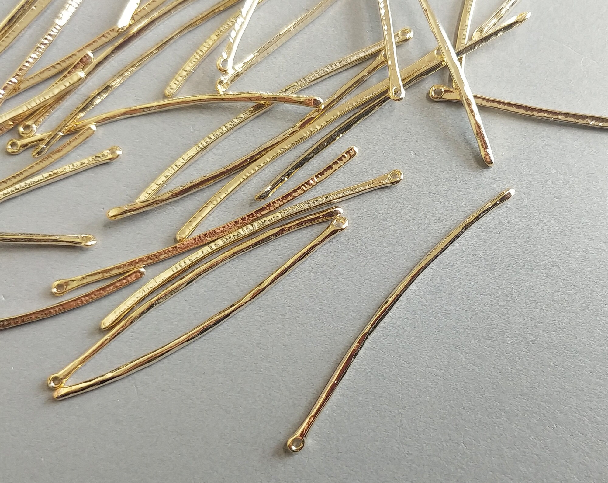 2 PCS - 51 X 1.5(t) Mm Gold Plated, Textured Thin Bar Stick Pendant ...