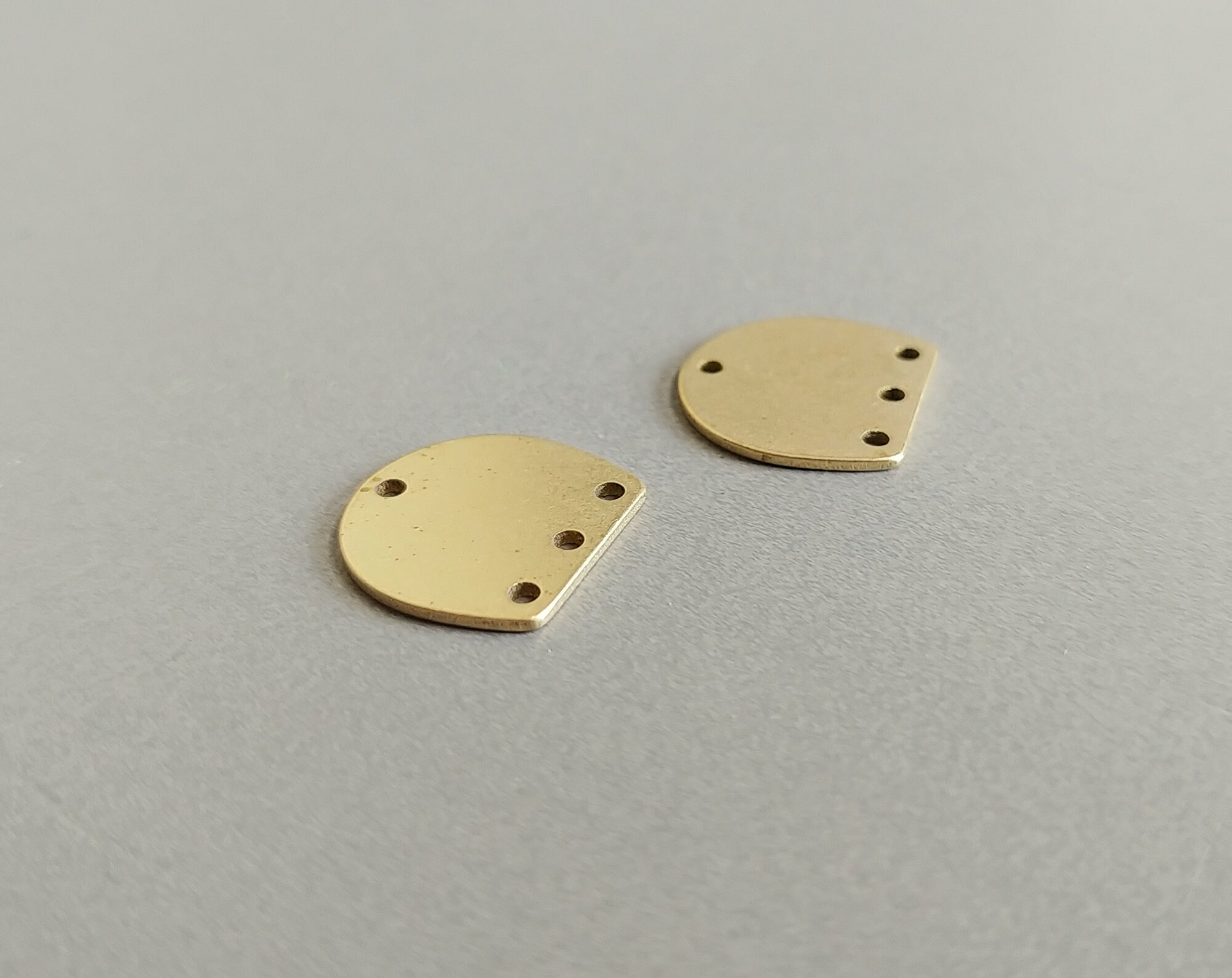 2 PCS - 13 Mm Raw Brass, Semi Circle Connector 4 Holes, Half Moon ...