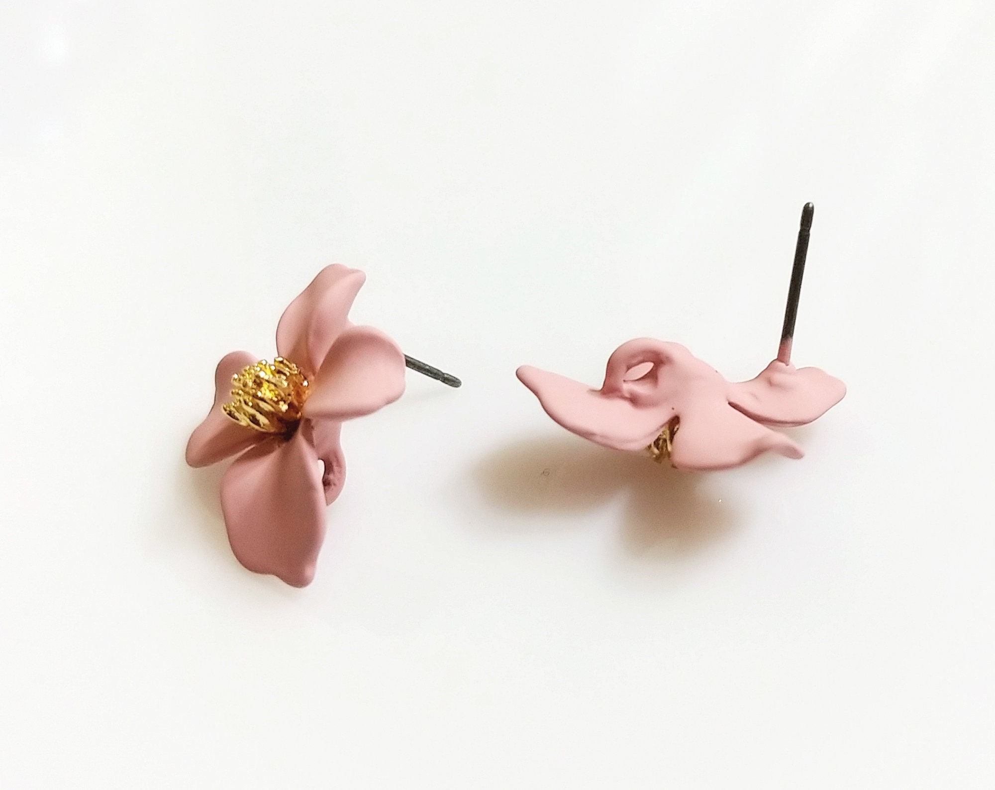 2 PCS Old Rose 20mm Matte Rubber Coated Flower Stud - Etsy