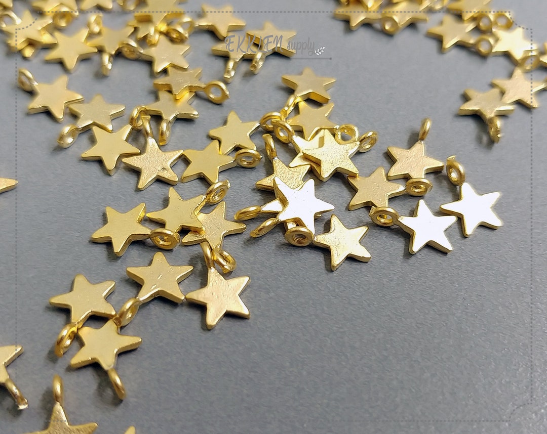 2 PCS - 10mm Matte Gold Plated, Mini Star Charms, Earring Parts for ...