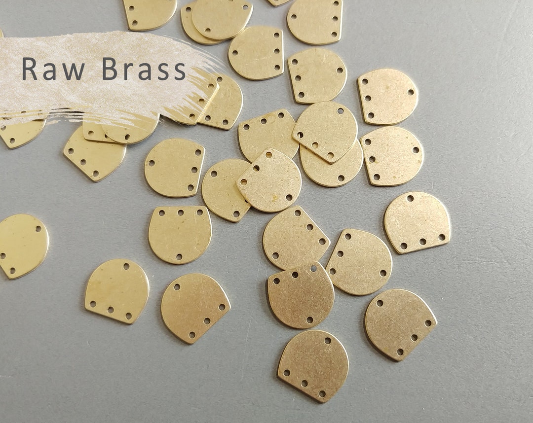 2 PCS - 13 Mm Raw Brass, Semi Circle Connector 4 Holes, Half Moon ...