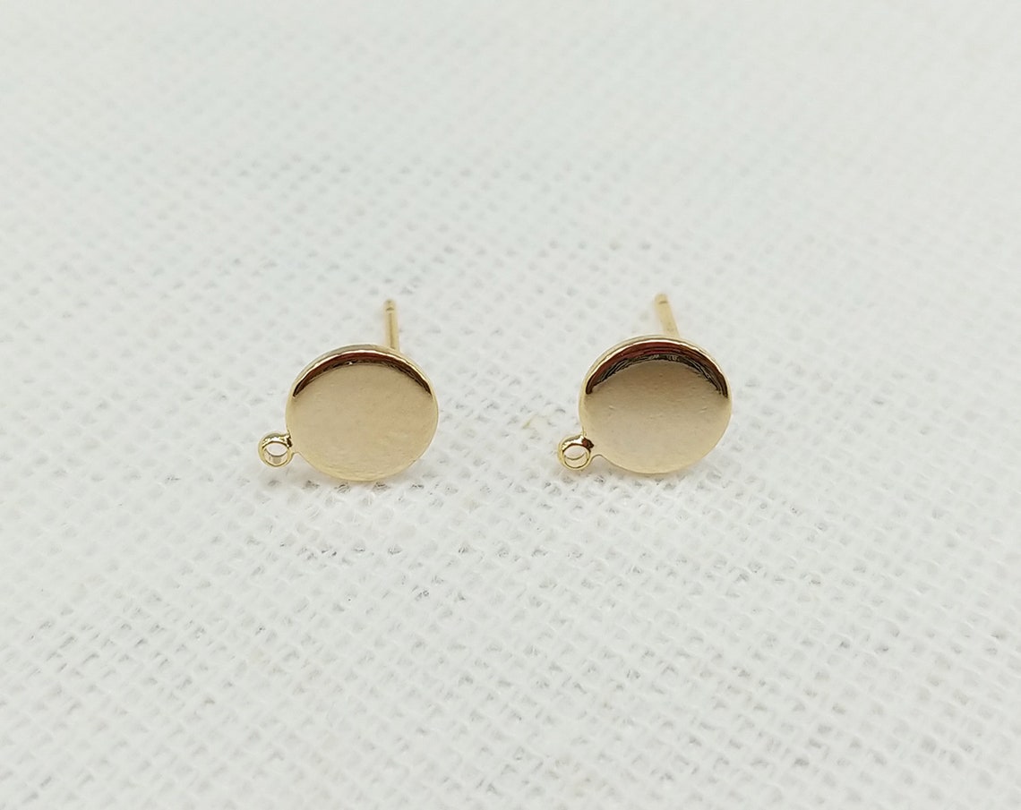 2 PCS 8 Mm Gold Plated Over Brass Mini Disk Post With Ring | Etsy