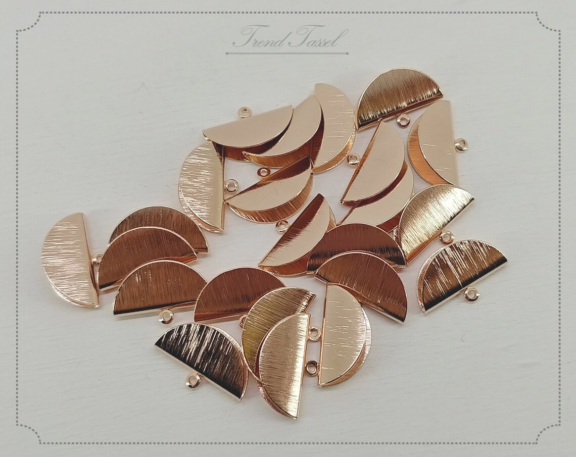 10 Pcs 30mm Brushed Fan Cap Rose Gold Plated Cap Private | Etsy