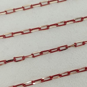 1 M - 6.5 X 3 Mm Red, Long Oval Link Red Color Chain, Shiny Diamond Cut ...