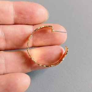 2 PCS - 30 X 8 Mm Gold Plated Brass, Unique Bumpy Post Earring, Geometric Hemmed Hoop Earring ...