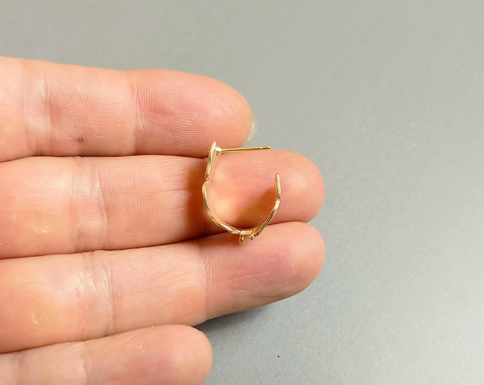 2 PCS - 19 X 8 Mm Matte Gold Plated Brass, Unique Bumpy Hoop Earring, Geometirc Drop Earrings ...