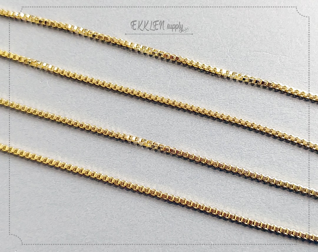 1 M - Box 1.5mm Gold Plated, Square Chain Shiny Diamond Cut, Flat Curb ...