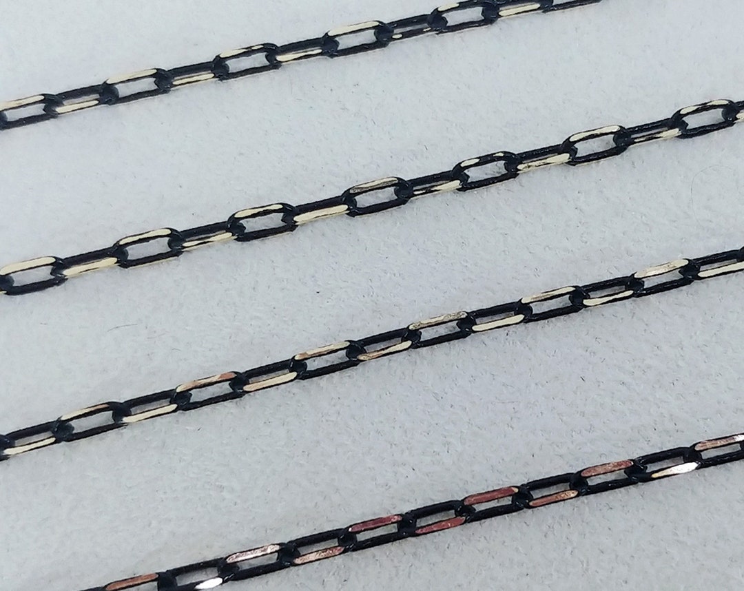 1 M - 6.5 X 3 Mm Black, Long Oval Link Black Color Chain, Shiny Diamond ...