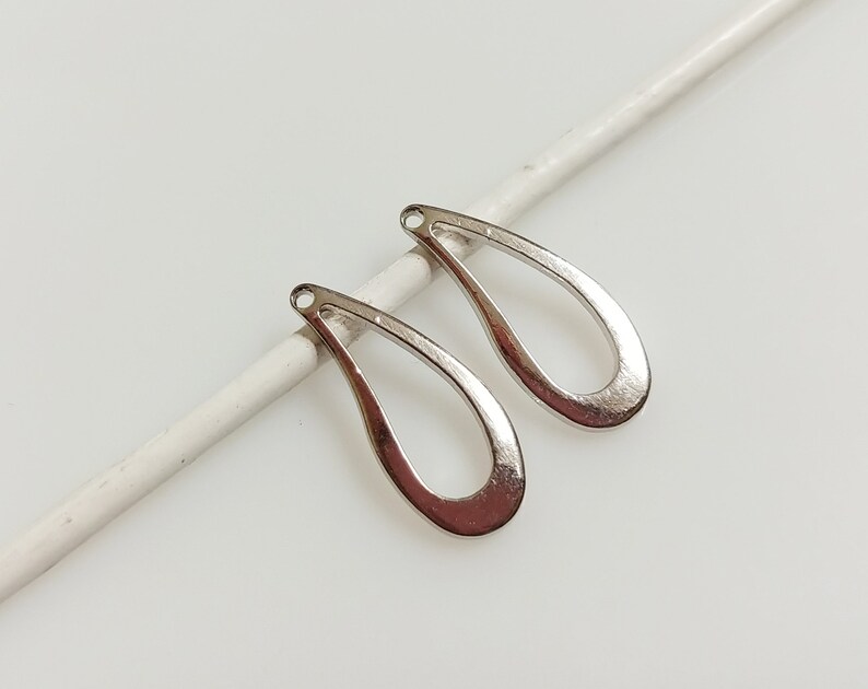 2 PCS 18 X 8 Mm Silver Plated Brass Geometric Teardrop - Etsy