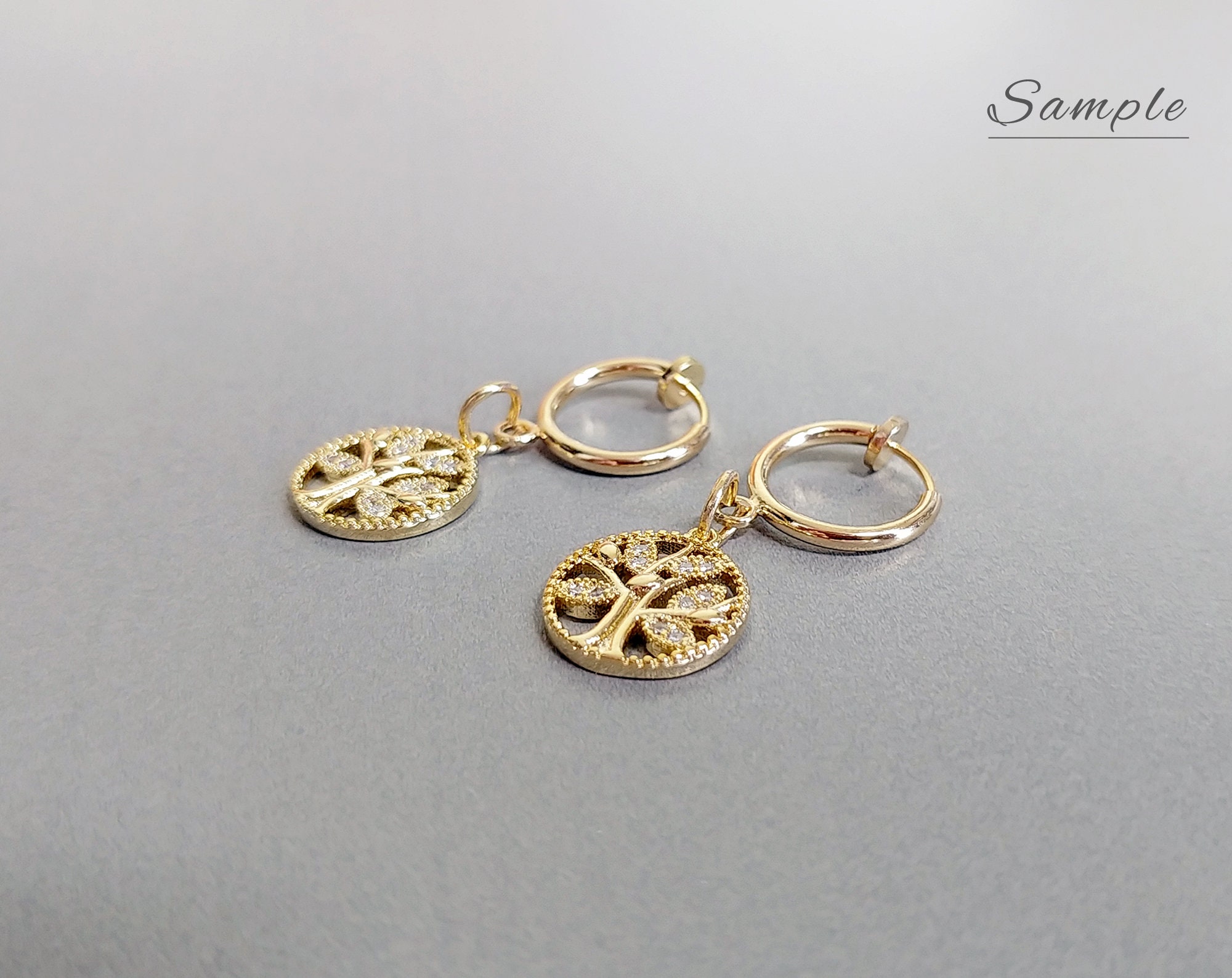 2 PCS 12.5 Mm Silver Plated Brass Cut Out Tree Charm With - Etsy