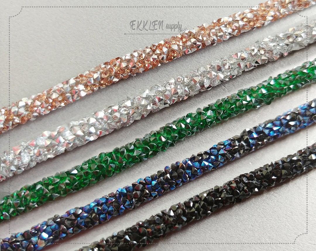 1yd - Glitter Rhinestone Wrapped Ribbon Trim, Fashion Sequin Jewelry ...