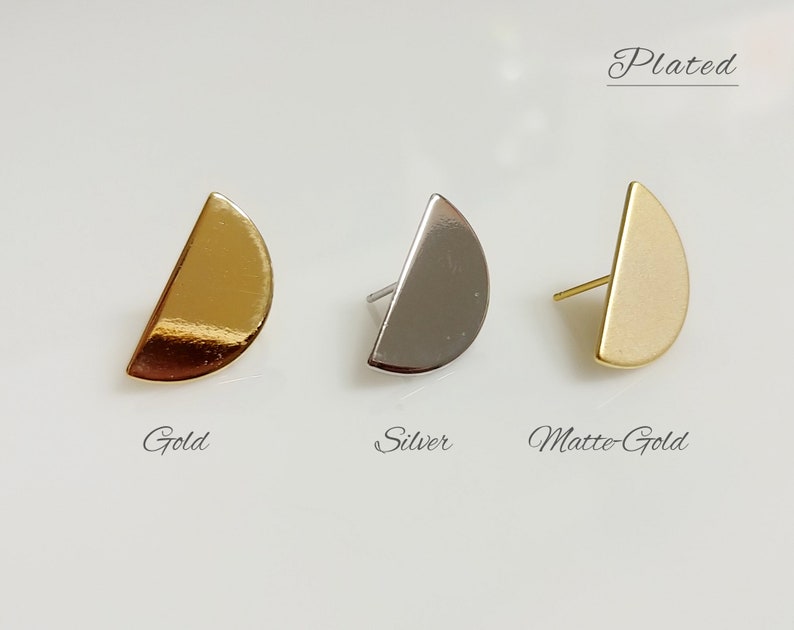 2 PCS 20 X 10 Mm Matte Gold Plated Brass Semi Circle Post - Etsy