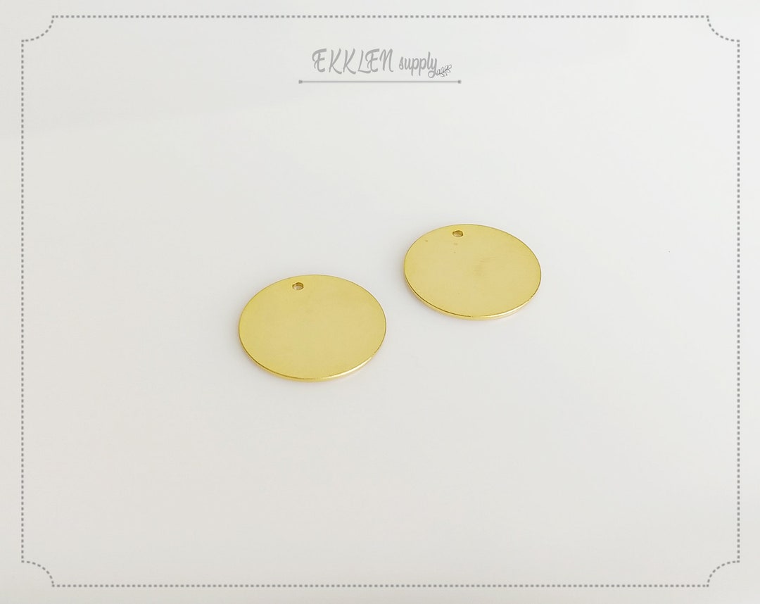 2 PCS - 20 Mm Matte Gold Plated Brass, Round Disk 1 Hole Connector ...