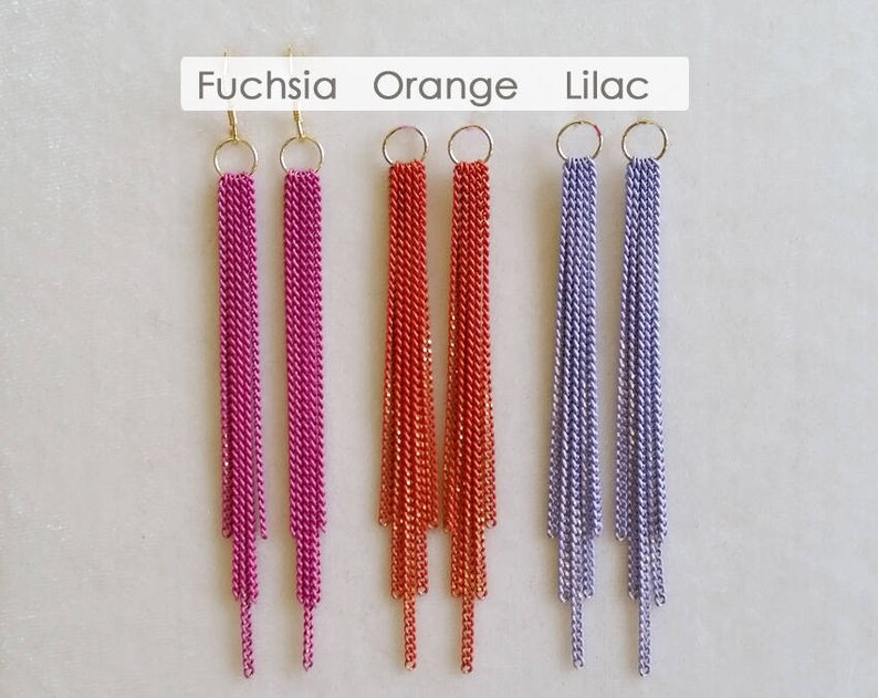 2 Pcs - 75mm Drop Chain Tassel, Fuchsia Orange Lilac Simple Dangling ...