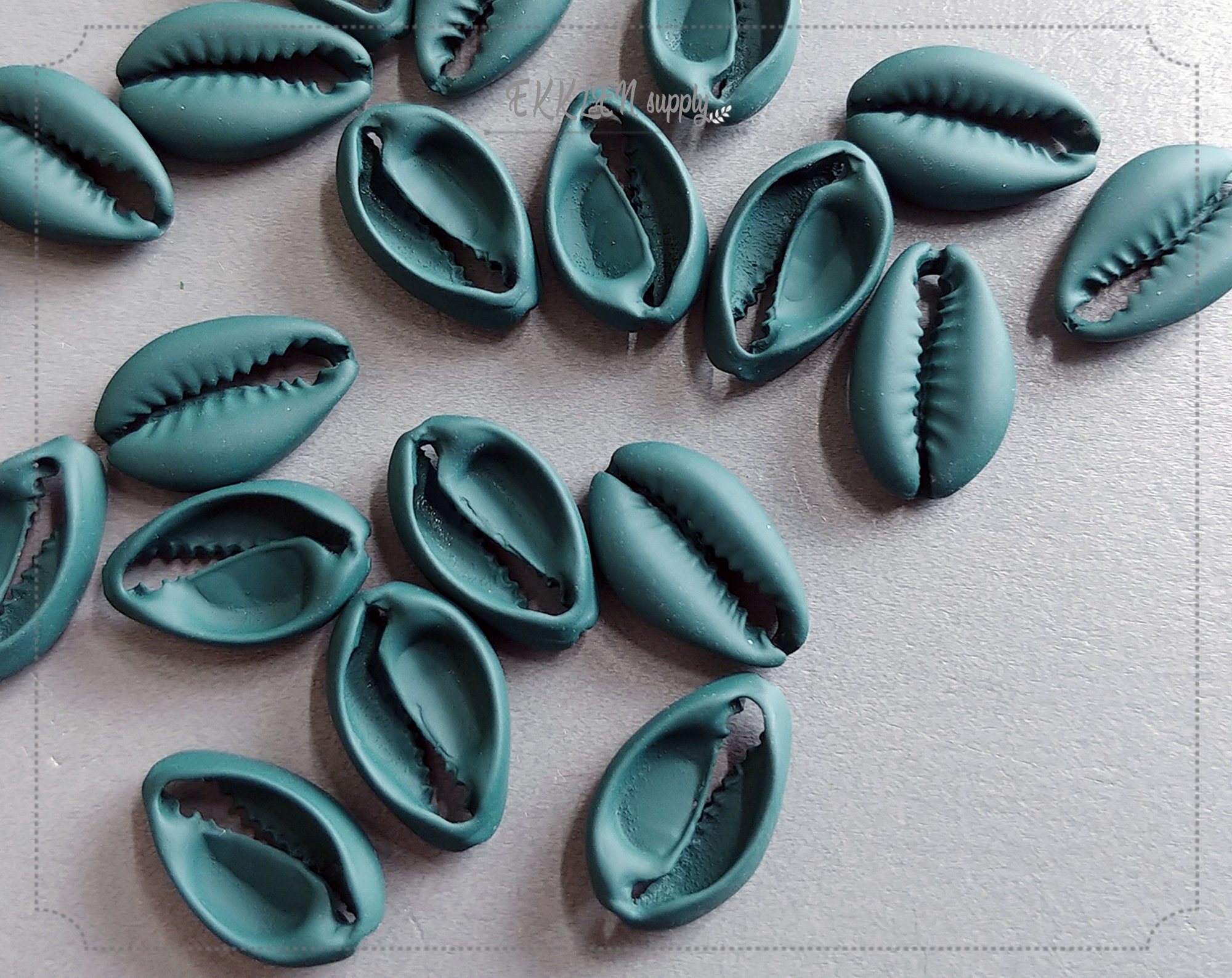 2 PCS Teal 18x11mm Matte Rubber Coated Cowrie Shell - Etsy