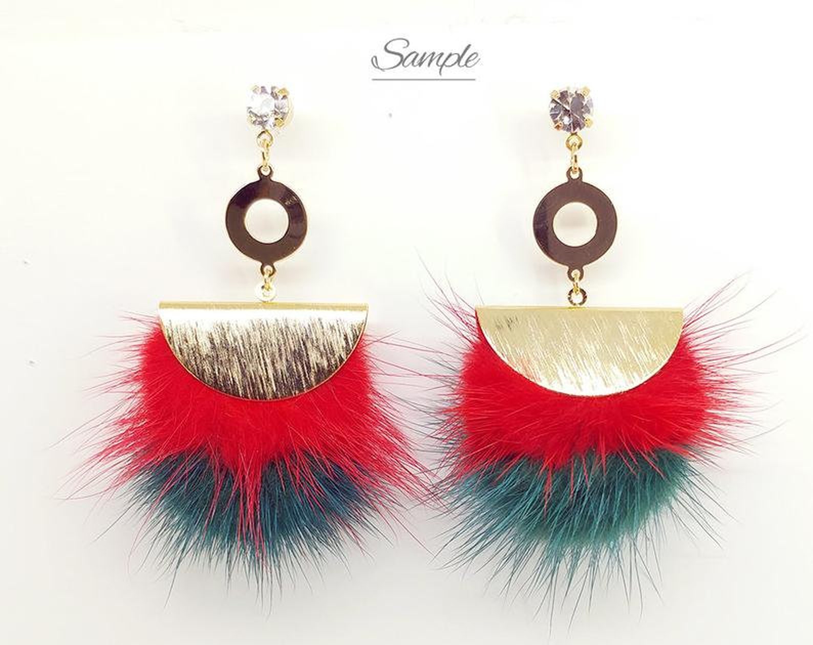 2 Pcs Double Fur Fan 40mm Sky & Borwn Naturalr Genuine - Etsy