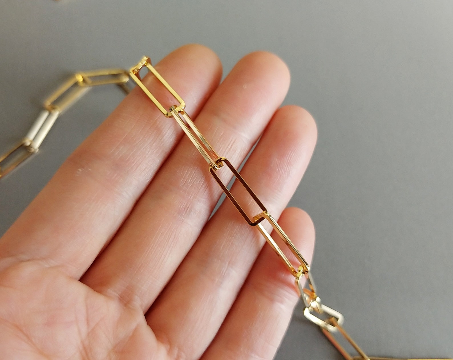 1 M 17.8 x 5.5mm Gold plated Paperclip Chain over brass | Etsy