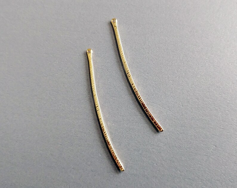 2 PCS - 51 X 1.5(t) Mm Gold Plated, Textured Thin Bar Stick Pendant ...