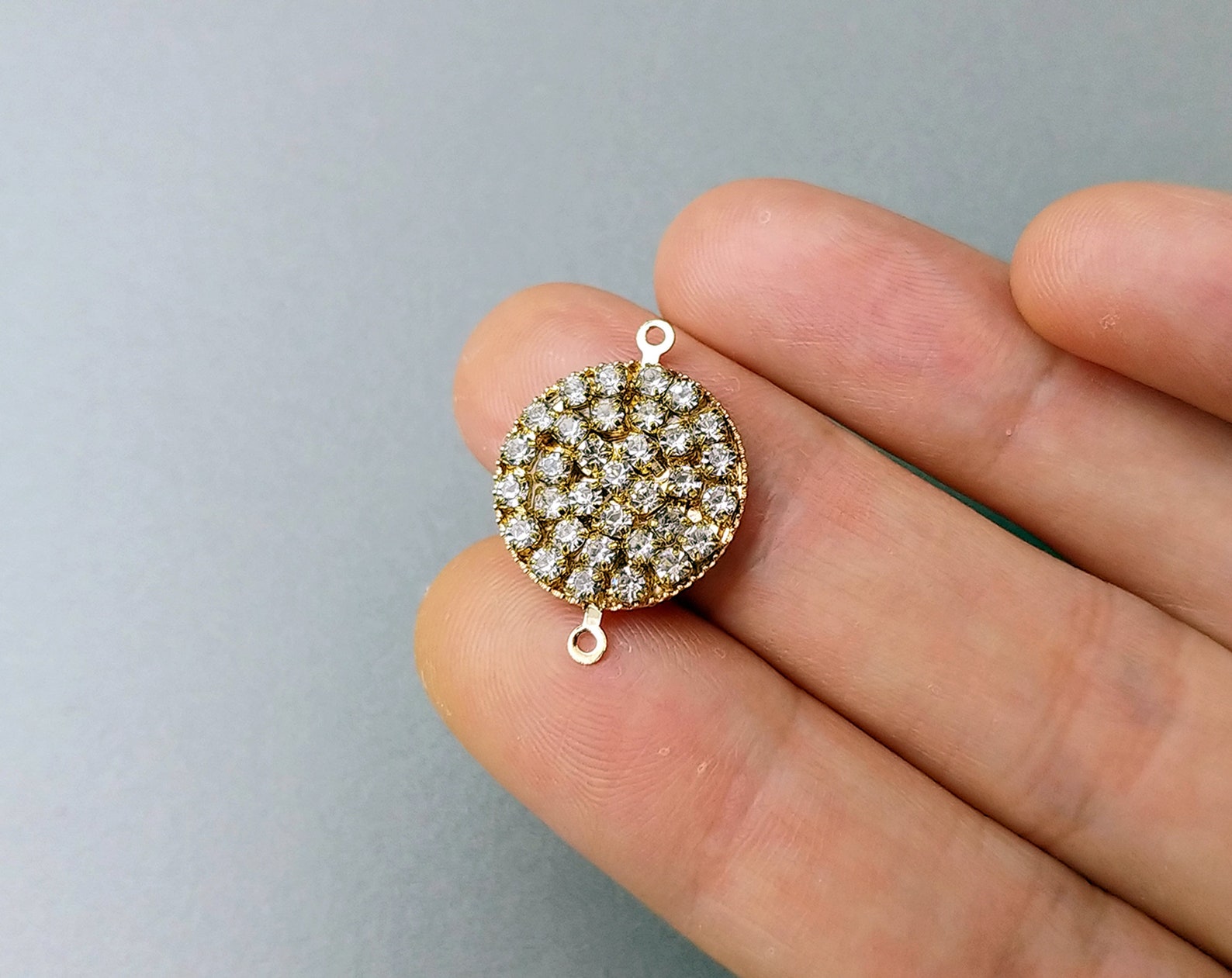 2 PCS Clear 15mm Rhinestone Round Connector Stones Chain - Etsy